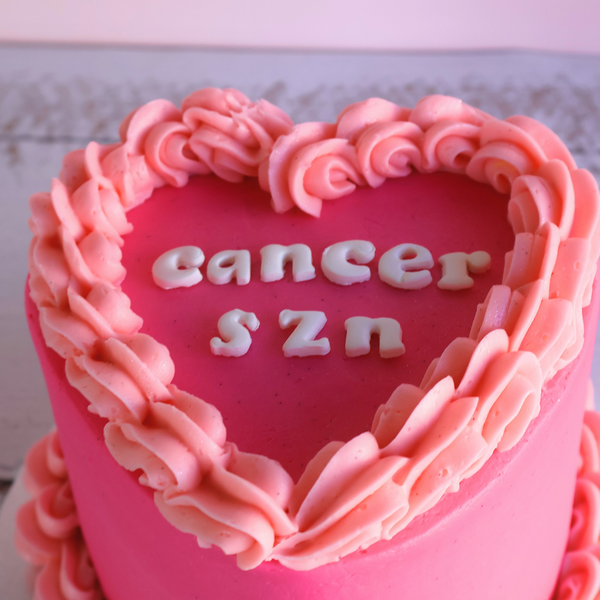 Cancer SZN Vintage Heart Cake - Hot Pink - The Cupcake Queens