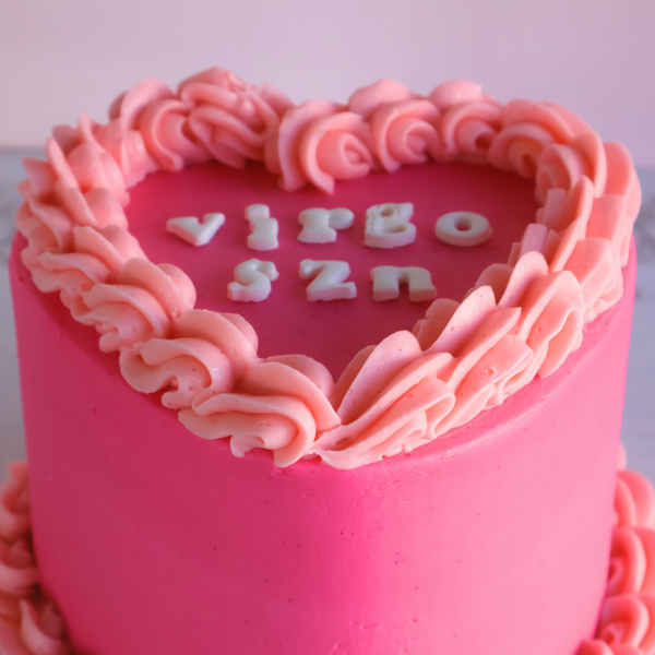 Virgo SZN Vintage Heart Cake - Hot Pink - The Cupcake Queens